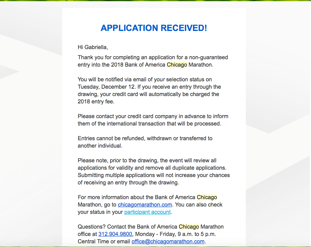 Chicago Marathon 2018 - Application » Gabi Runs